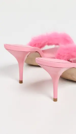 Schutz Elodie Faux Fur Mules - Cherry Blossom
