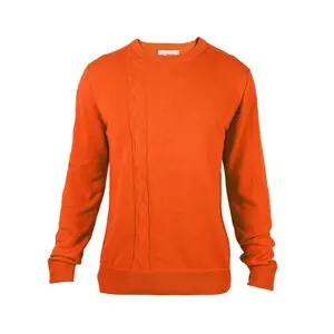 LA GRANNI Cable Knit Crewneck Sweater - Orange