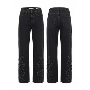 TRIARCHY DENIM INC. Birkin Mid-rise Straight Leg Ranchero Noir