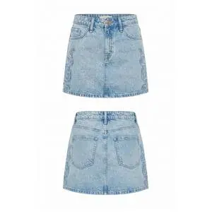 TRIARCHY DENIM INC. Marie" Mini Skirt In Moonwashed Ranchero Indigo