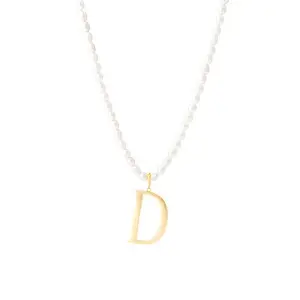 CHIARA TEDESCHI JEWELLERY Your Pearl Necklace Initial Charm - Gold