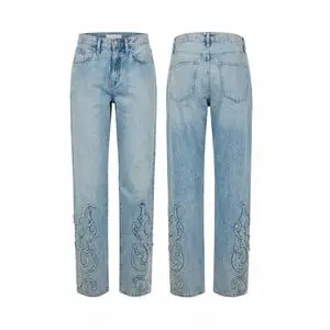 TRIARCHY DENIM INC. Triarchy Denim Birkin Mid-rise Straight Leg Jeans In Moonwashed Ranchero Indigo