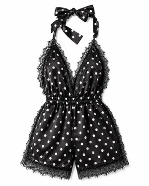 NOBLESSE OBLIGE Luna Short Romper Polka Dot - Black