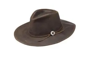 JAMIE SLYE HATS + ACCESSORIES Wilder Wide Brim Leather Hat Chocolate - Brown