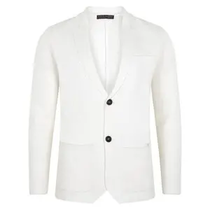 PAUL JAMES KNITWEAR Lightweight Organic Cotton Luca Linen Knitted Blazer Off - White