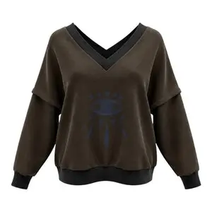 BEIRA Victoria V-neck Sweatshirt – Starry Eye Khaki - Green