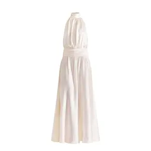 THE SOCIALITE OFFICIAL Madam Pearl Halterneck Maxi Dress With Open Back