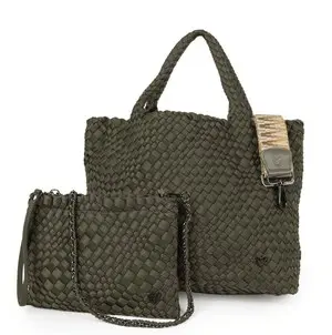 PRENELOVE London Large Woven Totes Olive - Green