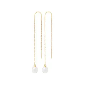 CHIARA TEDESCHI JEWELLERY Galaxy Drop Long Earrings With Freshwater Pearl In Vermeil - Gold