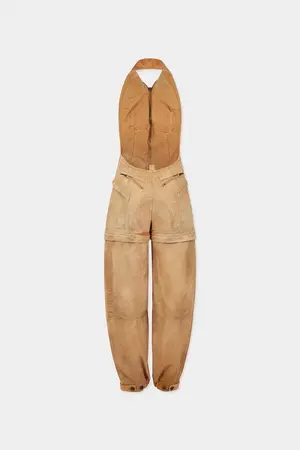 Dsquared2 Garment Dyed Utility Distressed Jumpsuit