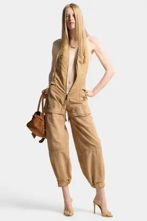 Dsquared2 Garment Dyed Utility Distressed Jumpsuit