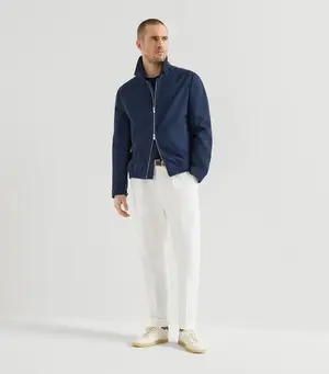 Brunello Cucinelli Cotton Garbardine Pleated Trousers