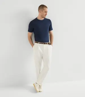 Brunello Cucinelli Cotton Garbardine Pleated Trousers