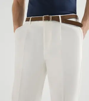 Brunello Cucinelli Cotton Garbardine Pleated Trousers