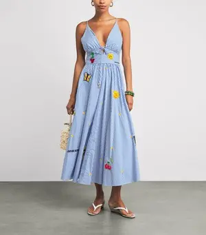Camilla Cotton Appliquéd Midi Dress