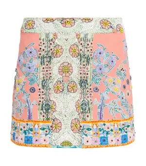 Camilla Silk Embellished Mini Skirt