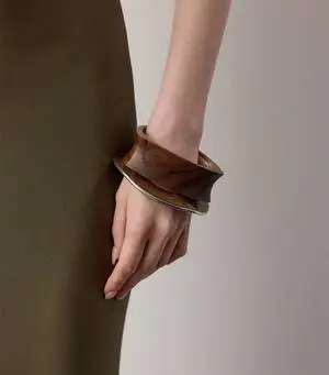 Ralph Lauren Wood And Silver-tone Asymmetrical Cuff