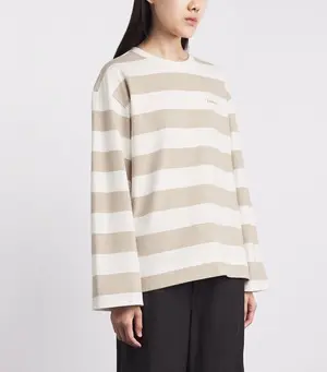 Barbour Striped Long Sleeve Cotton T-shirt - Beige