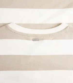 Barbour Striped Long Sleeve Cotton T-shirt - Beige