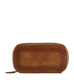 Wolf Brogue Zipped Watch Case - Brown