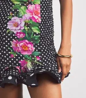 Charo Ruiz Ibiza Floral Polka-dot "aitana" Mini Dress - Black