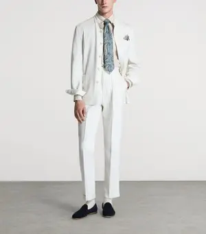 Dunhill Linen Pinstripe Belted Blazer