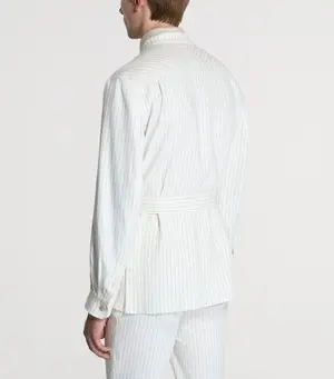 Dunhill Linen Pinstripe Belted Blazer