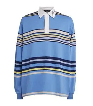 Amiri Cotton Stripe Polo Shirt - Blue