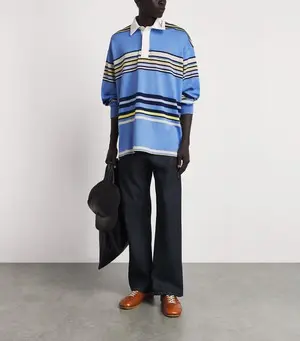 Amiri Cotton Stripe Polo Shirt - Blue