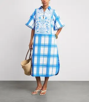 Verandah Printed Collared Tunic Midi Dress