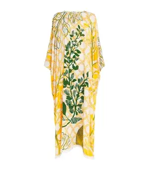 Verandah Embellished Floral Kaftan Maxi Dress - Yellow