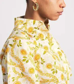 Verandah Cropped Linen-cotton Floral Shirt