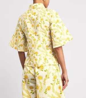 Verandah Cropped Linen-cotton Floral Shirt