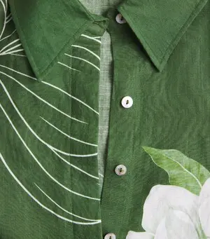 Verandah Linen-cotton Floral Print Cropped Shirt
