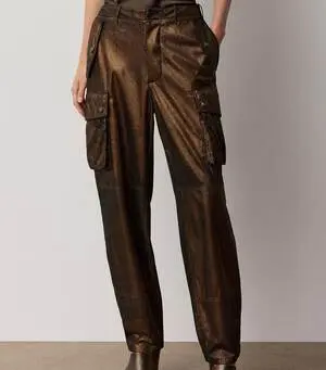 Ralph Lauren Metallic Leather Vaughn Cargo Trousers