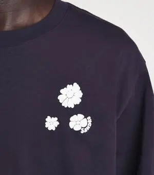 Sandro Cotton Flower Print T-shirt - Blue
