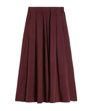 Max Mara Pleated Midi Taffeta Skirt - Bordeaux Red