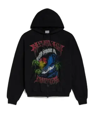 Balenciaga Vintage Surfer Zip-up Hoodie - Black