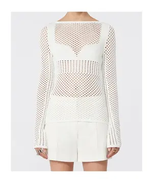 Sportmax Boat-neck Slim Fit Sweater With Contrast Stitching And Ribbed Panels