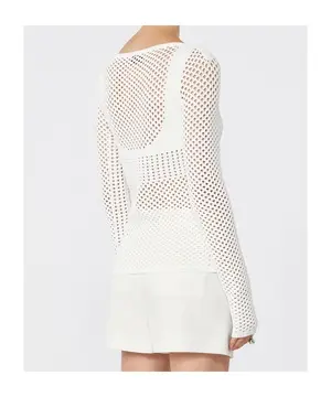 Sportmax Boat-neck Slim Fit Sweater With Contrast Stitching And Ribbed Panels
