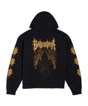 Balenciaga Sacré-cœur Oversized Zip-up Hoodie - Black