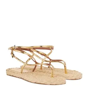 Paris Texas Hydra Metallic Leather Thong Sandals - Nude