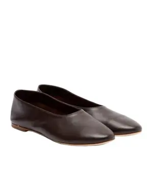 Staud Alba Leather Ballet Flats - Black