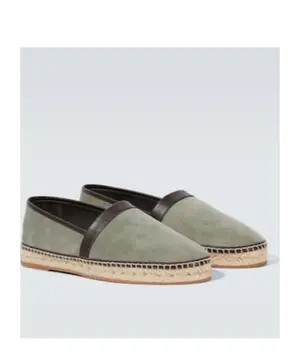 Manolo Blahnik Nerano Leather-trimmed Suede Espadrilles