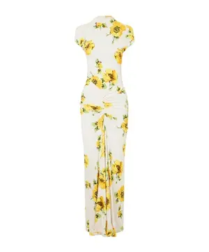 Alaïa Printed Pleated Dress - White