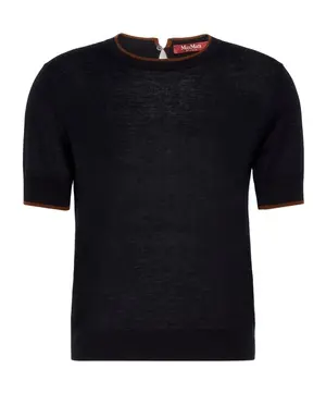 Max Mara Max Mara Studio Short-Sleeved Knitted Top Blue