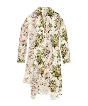 Acne Studios Silk Shirt Dress - Beige/white