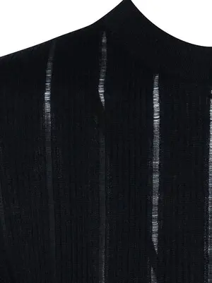 Max Mara Ribbed Knit Top With Raglan Sleeves - Navy Blue