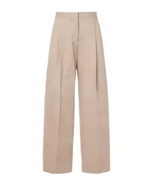 JIL SANDER Pleated Cotton Wide-leg Pants - Nude