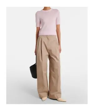 JIL SANDER Pleated Cotton Wide-leg Pants